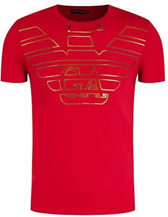 Emporio Armani 111035 9A595 T-shirt à manches courtes, col rond, bleu foncé, rouge, Large