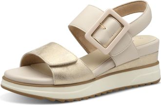 s.Oliver Damen Sandalen mit Keilabsatz mit Schnalle Bequem, Gold (Champagne Comb), 41 EU