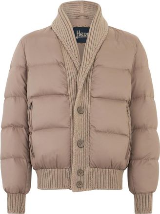 Herno Wattierte Jacke mit Mesh-Profilen - - Jackets - Herren - Braun - XL