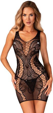 Obsessive Minikleid Netz-Kleid mit Muster - schwarz (1-tlg) aus elastischem Netz-Stoff