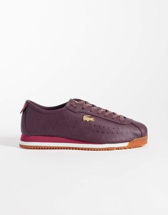 Lacoste sneaker club-low &agrave; semelle gomme avec d&eacute;tail dor&eacute; bordeaux-Rouge