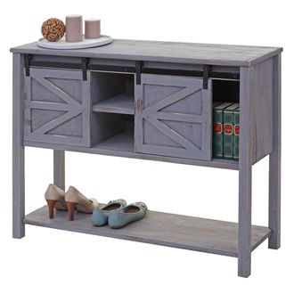Mendler Kommode HWC-D57, Schiebet&uuml;renschrank Sideboard Schrank, Shabby-Look Vintage 81x102x34cm - dunkelgrau