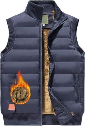 Minetom Homme Doudoune Sans Manche Gilet Pêche Veste Manteau Parka Blouson Zippée Casual Chaud Manteau Matelassée Rembourrée B Bleu 3XL
