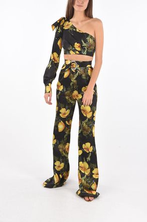 Philipp Plein COUTURE Boot-Cut-Set mit einseitigem Crop-Top aus Seide Philipp Plein