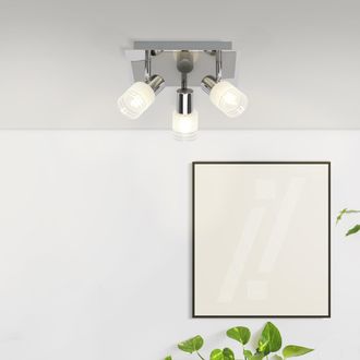 Lightbox Basic Spotrondell - 15 x 31 x 31 cm - funktionale Deckenstrahler mit mitten Glas Schirmen & schwenkbaren K&ouml;pfen - inkl. LEDs - 3 x E14, max.W- aus Met