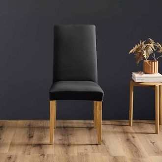 Douceur d'Int&eacute;rieur Stuhlhusse, dehnbar, 40 x 40 x 65 cm, Mila, schwarz, Polyester, einfarbig