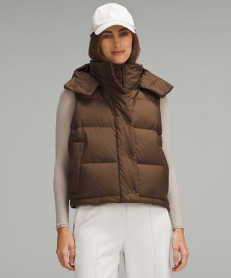lululemon Crop-Pufferweste mit F&uuml;llkraft 600 f&uuml;r Frauen - Gr&ouml;&szlig;e 0 in Brown Soil/Heritage Brown