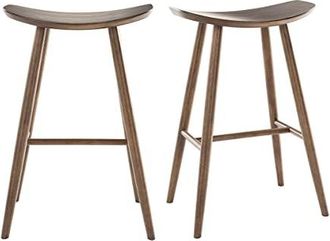 Miliboo Tabourets de Bar Design Noyer H72 cm (Lot de 2) DEMORY