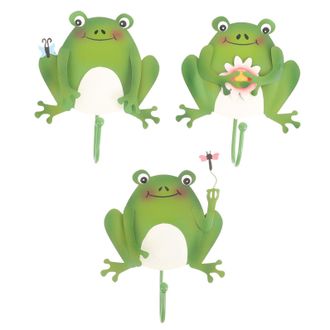DOITOOL 3 Stück Frosch wandhaken aus Stabilem Eisen Kompakt und Dekorativ Bunte Schlüsselhaken für Wand und Tür Einfache Montage ohne Werkzeug für Schlüssel M