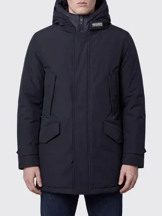 Woolrich Kurzer Utility-Kapuzenparka aus Baumwolle-Nylon mit verdecktem Verschluss