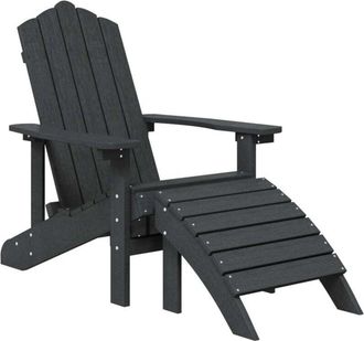 vidaXL Adirondack-Gartenstuhl mit Fu&szlig;teil HDPE Anthrazit vidaXL