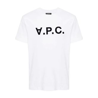 A.P.C. A.p.c., Homme, Tops, Blanc, Taille: 2XL T-shirt en Jersey de Coton Blanc avec Logo