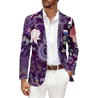 Generic Blazer de Noël pour homme, motif de Noël, manteau à manches longues et col à revers confortable, coupe régulière, smoking fantaisie pour fête de vacan