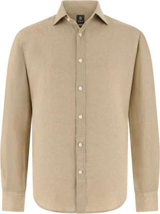 Boggi Milano Homme, Chemises, Beige, Taille: S Chemise en Lin Coupe Standard