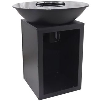 Vente-Unique Barbecue plancha brasero &agrave; charbon et bois avec rangement L80 x l80 x H95 cm noir - IGNOS
