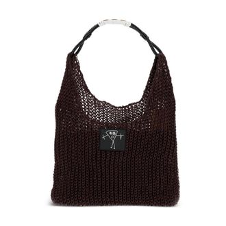 Plan C Geflochtene Henkel Mesh Schultertasche - - Bags - Damen - Braun - ONE SIZE