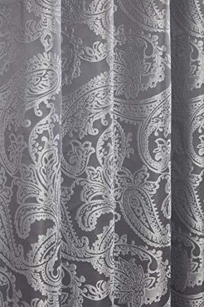 Emma Barclay Duchess Jacquard-Vorh&auml;nge, gef&uuml;ttert, Bleistiftfalten, 116 x 137 cm, Silberfarben