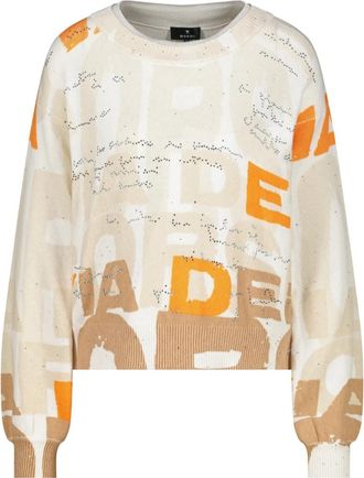 Monari Rundhals-Pullover mit Buchstaben - - Knitwear - Damen - Mehrfarbig - 3XL