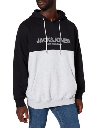 Jack & Jones Jack & Jones Herren Jjeurban Blocking Sweat Hood Noos Kapuzenpullover, Schwarz, 3XL EU