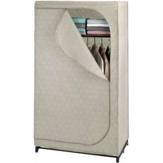 WENKO Armoire en tissu stable Wenko Avec &eacute;tag&egrave;re et tringle, Fermeture par zip, Structure m&eacute;tallique robuste, Charge 10 kg, Polyester, 75x160x50 cm, Taupe
