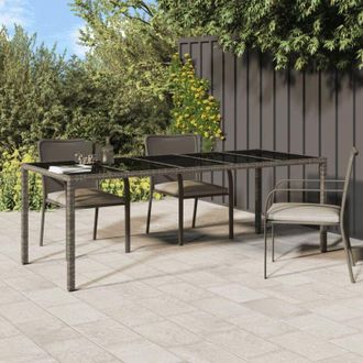 vidaXL Vidaxl - Table de jardin Gris 250x100x75 cm Verre tremp&eacute; et poly rotin
