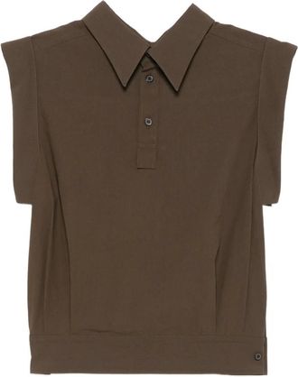 Issey Miyake Femme, Tops, Brun, Taille: 40 FR Classic Collar Sleeveless Top