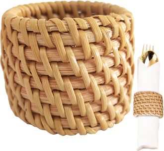 Generic Rustikale - Japanischer Herbst Serviettenhalter, Geflochtener Serviettenring Landhausstil | Quadratischer Serviettenhalter mit Stoffring, gewebter Tis