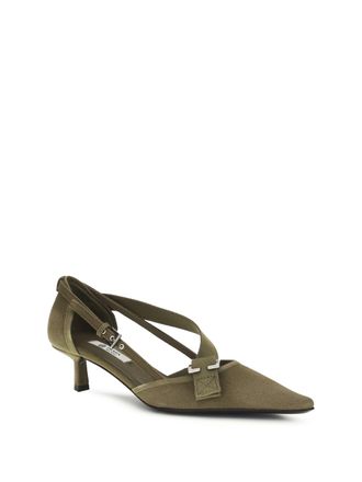 Prada Womens Cotton Pumps Militare High Heel Shoes