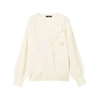 Twinset Pull avec fleurs en organza - Femme - Pulls - Blanc - Taille: 38 FR