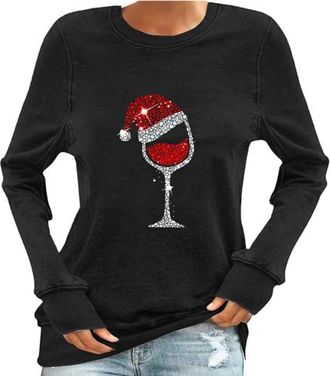 Generic Women Merry Christmas Sweatshirt Xmas Shirts Tops for Women 2024 Cute Santa Printed Casual Crewneck Long Sleeve Pullover Sweatshirts Tops Christmas Sw