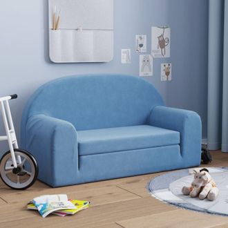 tidyard Kinder-Schlafsofa 2-Sitzer Blau Weicher Plüsch, Einzelbett Tagesbett Bettgestell für Wohnzimmer Büro Gästezimmer Jugendbett357026