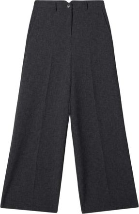 Oltre Femme, Pantalons, Gris, Taille: 44 FR Pantalon Large Court en Flanelle
