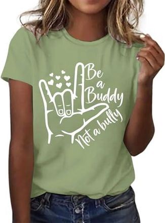 Generic Tshirt Femme T-shirt Col V Blouse Ample Casual Mode Manches Courtes Col Rond, Vert arm&eacute;e., XXL