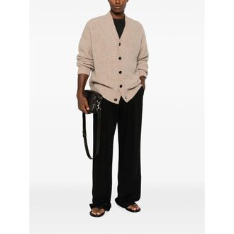 Roberto Collina Mens Cardigan Ribbed Wool Brown Cardigans Sweater