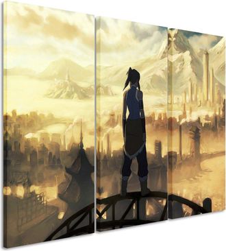 Bilderwelten Leinwandbild 3 teilig The_Legend_of_Korra_3x90x40cm (Gesamt 120x90cm) _Ausführung schöner Kunstdruck auf echter Leinwand als Wandbild auf Keilrahmen