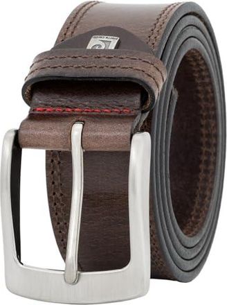 Pierre Cardin leather belt men, jeans belt men 40 mm wide, belt men, full cowhide XL dark brown, Size:110