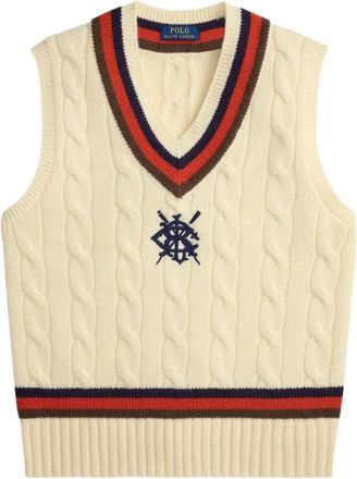 Ralph Lauren Homme, Pulls, Beige, Taille: L Gilet avec logo