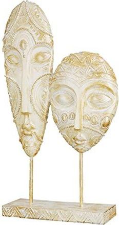 Gilde Deko SkulpturKopf Köpfe Masken - zum Stellen - Farbe/weiß/Gold, mit Verzierungen - Höhe 3 cm