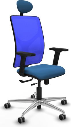 Piqueras y Crespo Arbeitsstuhl mit Armlehnen, h&ouml;henverstellbarer Lendenwirbelst&uuml;tze und festem Kopfteil, ausgestattet mit Syncro/Traslack und Schneideschaum, Blau/Hellb