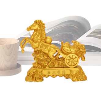 Generico Goldene Pferdestatue, chinesisches Tierkreiszeichen 2026, dekoratives aus Metall, viel Gl&uuml;ck, f&uuml;r Zuhause, Auto, Schule, Caf&eacute;, Bibliothek, Wohnzimmer,