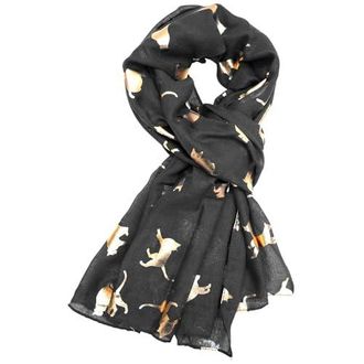 GFM &Eacute;charpe &agrave; imprim&eacute; chats - CT-RG-KL-Noir-Imprim&eacute; or rose