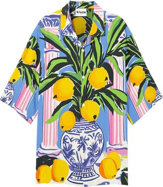 On Vacation Kurzarmhemd mit buntem Zitronen-Print und Resort-Kragen in