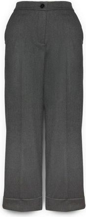 Elena Miro Femme, Pantalons, Gris, Taille: 50 FR Pantalon raccourci avec revers