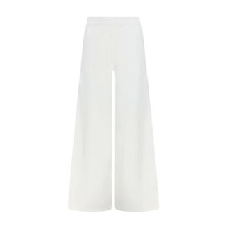 Max Mara Viskose-Krepp-Garn-Hose - - Trousers - Damen - Wei&szlig; - M