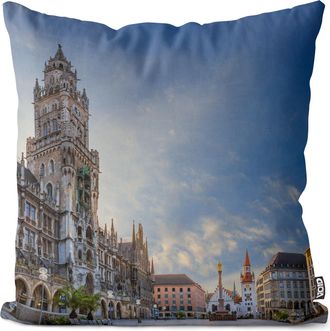 Void Watches Marienplatz M&uuml;nchen Kissenbezug Kissenh&uuml;lle Deko Polyester Dekoration Garten Dekokissen, Kissen Gr&ouml;&szlig;e:50 x 50 cm