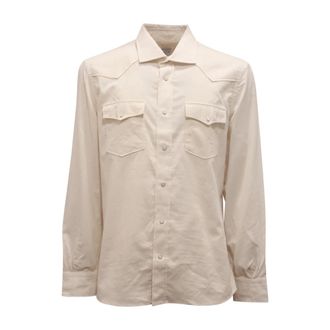 Mazzarelli Samt Hemd Made in Italy - - Shirts - Herren - Beige - XL