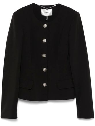 Nissa veste à boutons fleurs - Noir