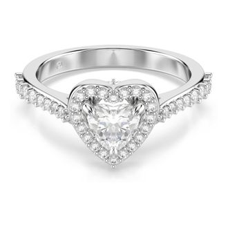 Swarovski Una Angelic Motivring, Verschiedene Schliffe, Herz, Wei&szlig;, Rhodiniert