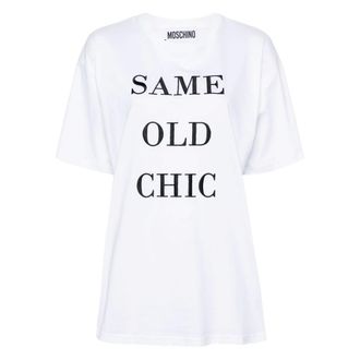 Moschino Femme, Tops, Blanc, Taille: 38 FR Chic Brodé Crewneck T-shirts et Polos
