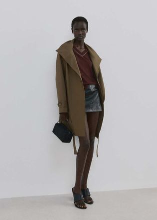 Mango Pullover mit V-Ausschnitt und Kontrastbesatz schokolade - Damen - XXS - MANGO